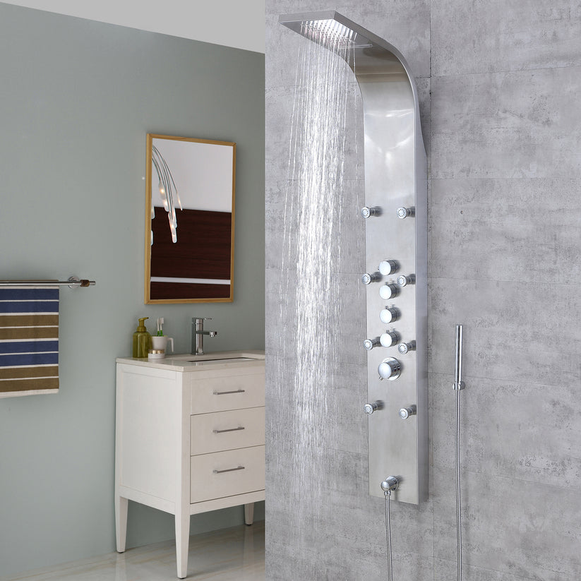 SP22-CEC 61 in. 8-Jet Full Body Shower System Panel with Rainfall Wate ...